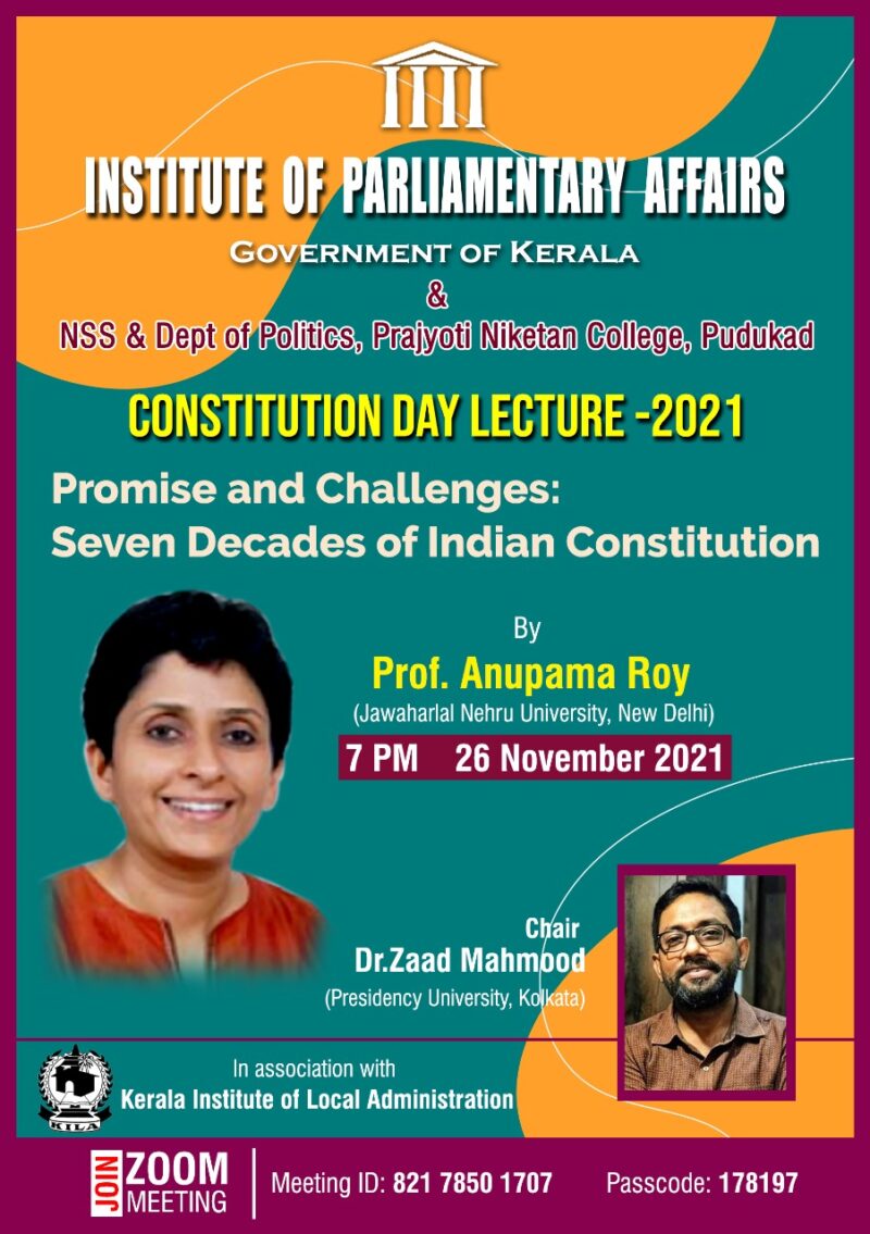 Constitution Day Lecture -2021 – Prajyoti Niketan College, Pudukad